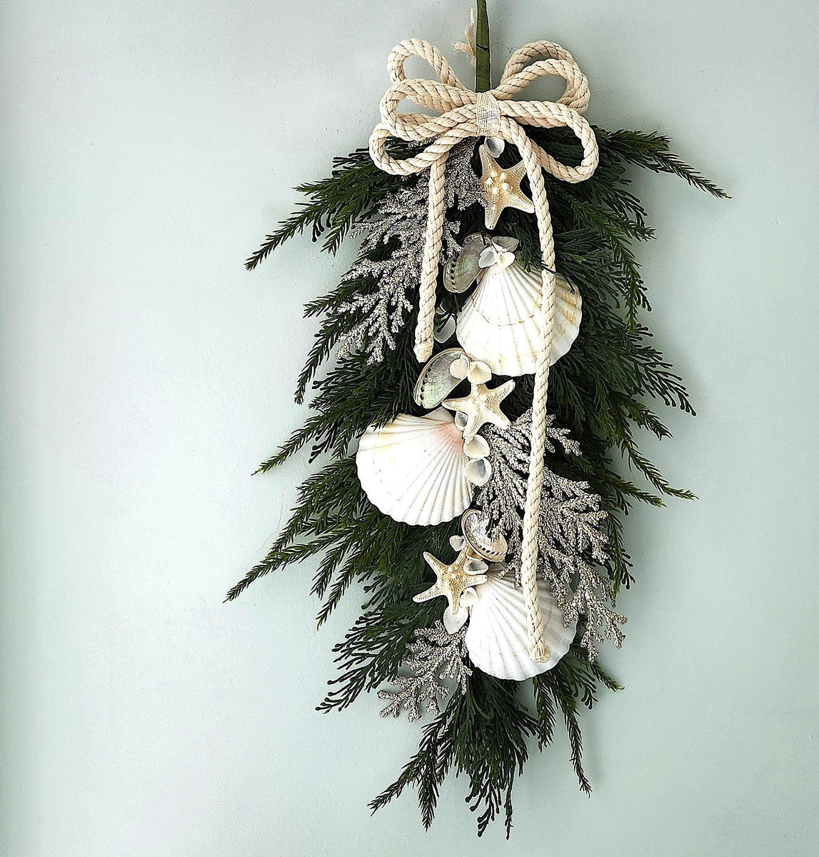 Beach Christmas Decor Seashell Pine Swag, Coastal Christmas Decor Swag ...