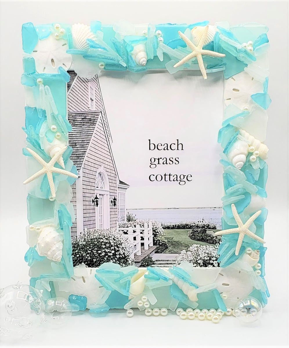 Beach Decor Sea Glass Frame, Coastal Decor Beach Glass Frame, Seaglass ...