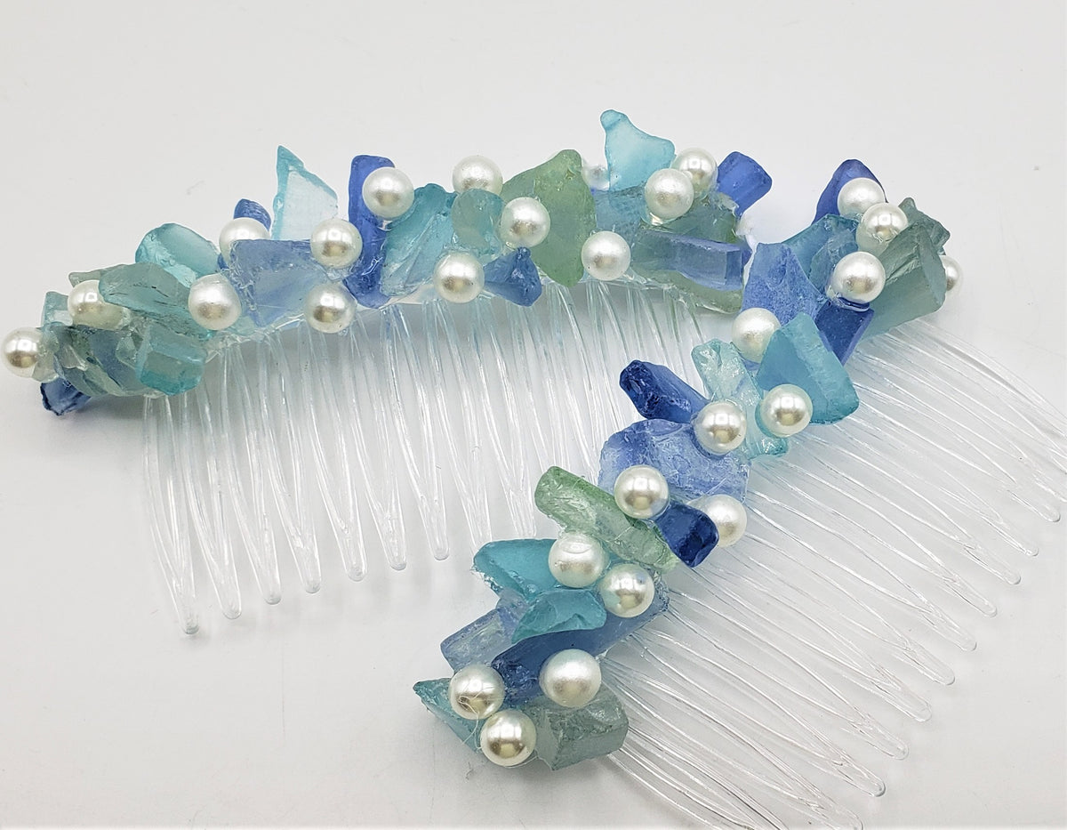 Beach Wedding Sea Glass Hair Accessory, Nautical Beach Glass Hair Comb ...