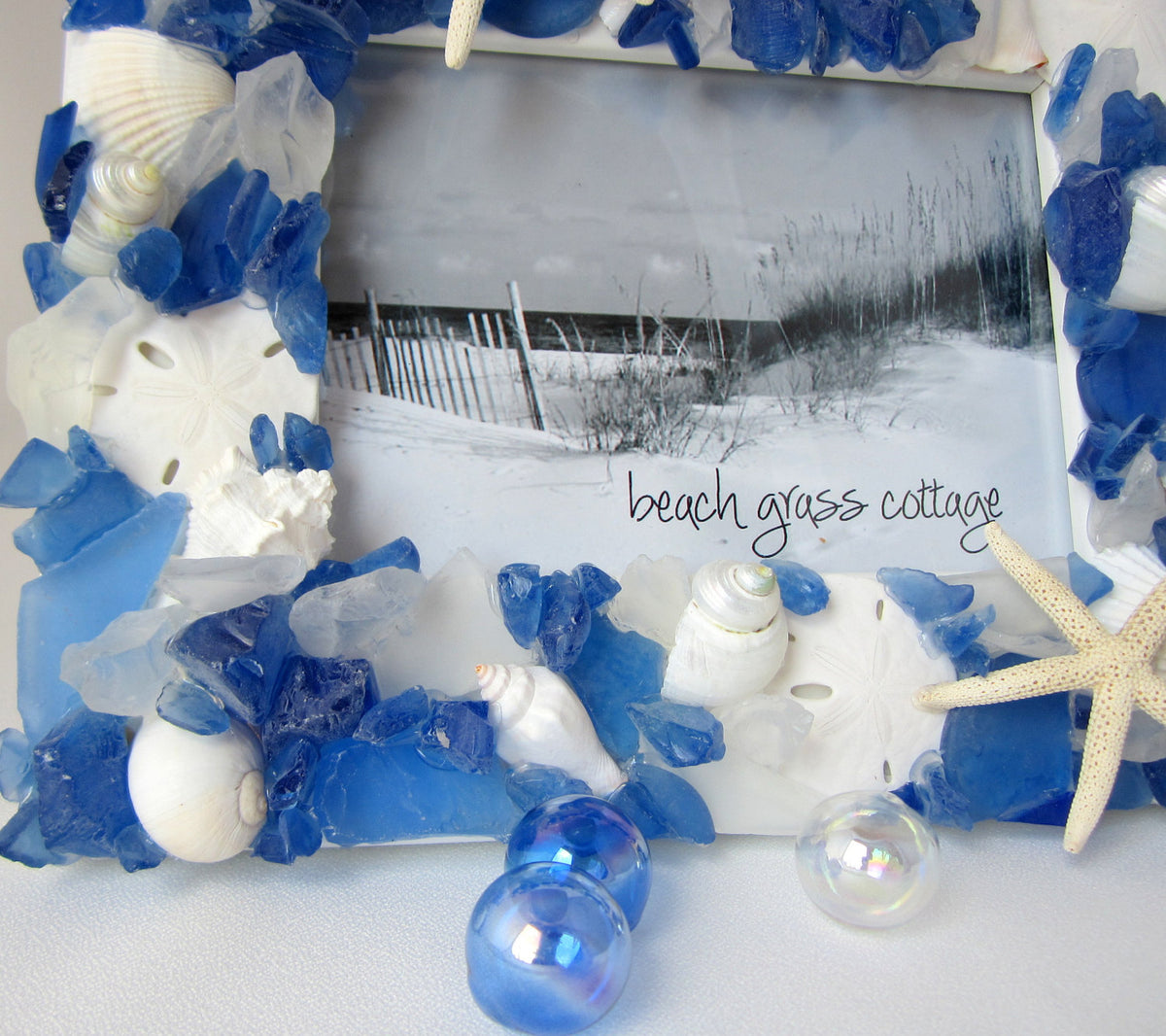Beach Decor Sea Glass Frame, Coastal Decor Nautical Beach Glass Frame ...
