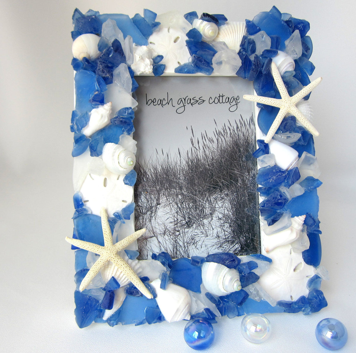 Beach Decor Sea Glass Frame, Coastal Decor Nautical Beach Glass Frame ...