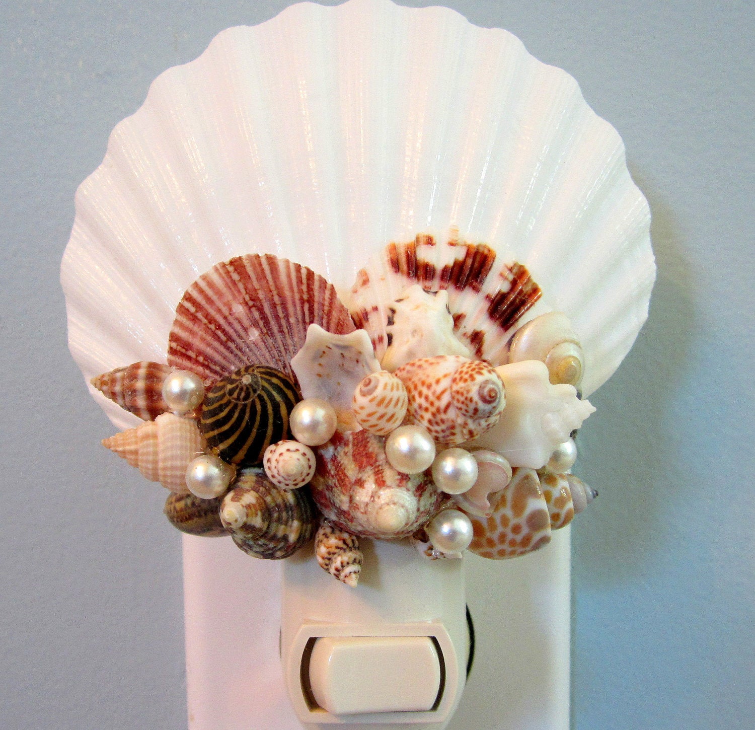 Beach Decor Seashell Night Light, Nautical Coastal Shell Nite Light ...
